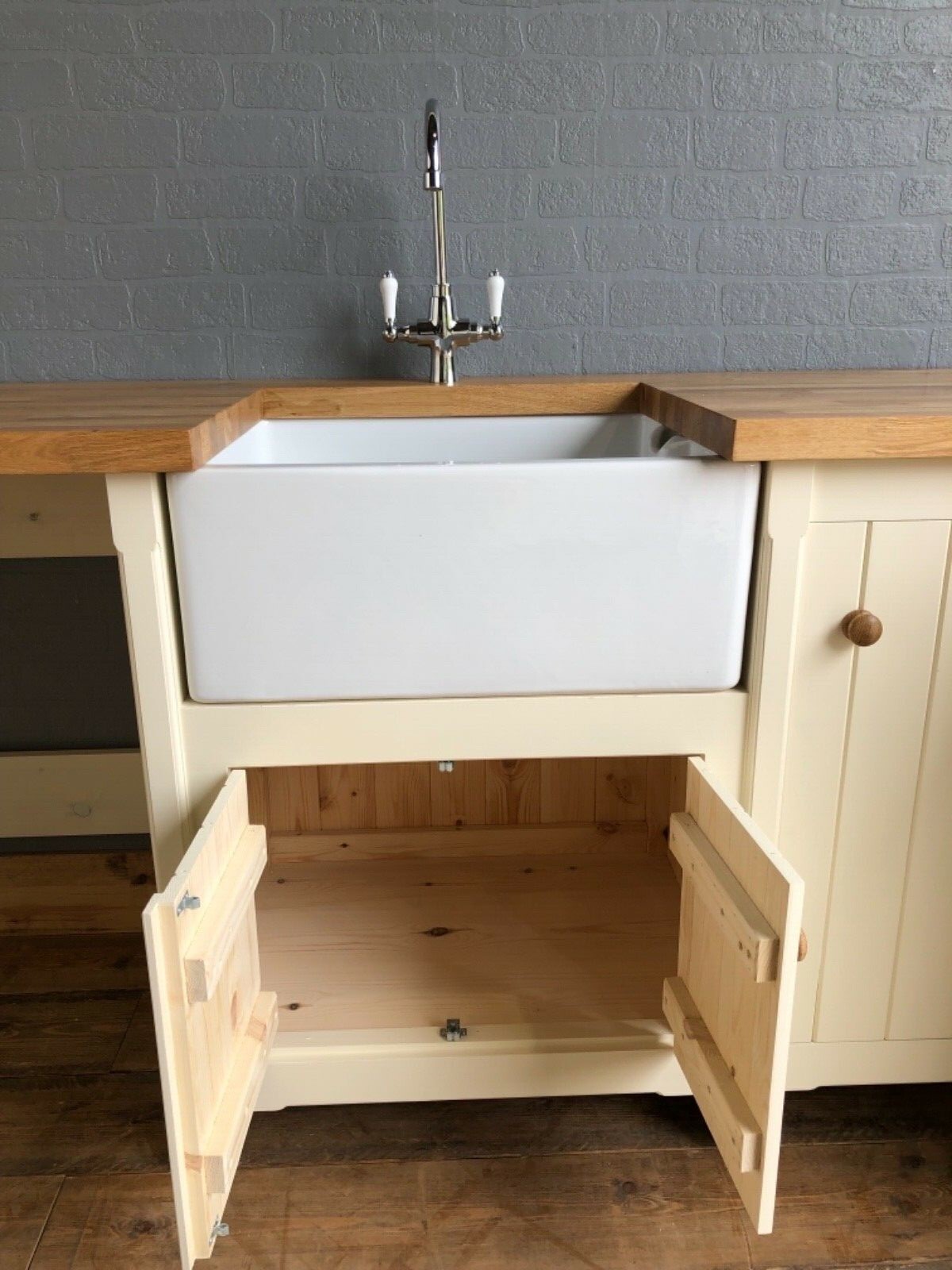 Freestanding Country Kitchen Belfast Butler Sink Unit Oak Top. Bespoke ...