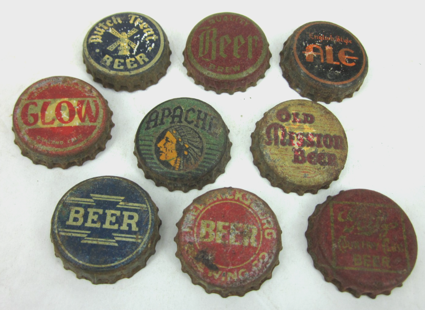 9 diff 1930s Arizona bar beer bottle cork caps Apache Old Mission ...