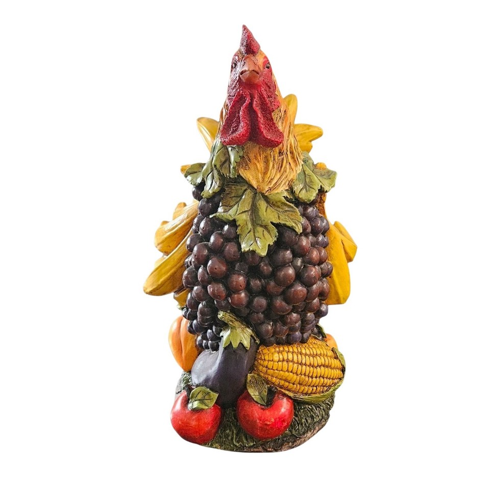 Whimsical Rooster Figurine with Fruit and Vegetable Motif, Farmhouse ...