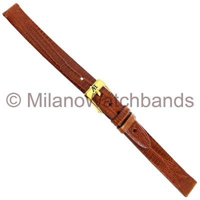 14mm Alfred Hammel Honey Tan Flat Genuine Teju Lizard Ladies Watch Band ...