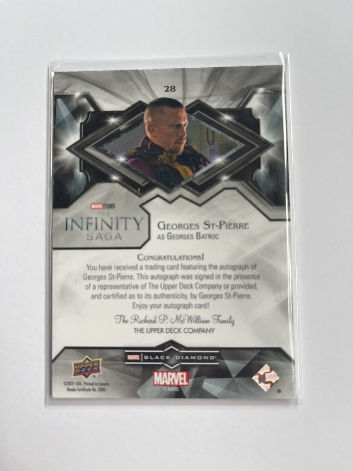 Georges St-Pierre Autograph 18/49 GOLD 2021 Marvel Black Diamond #28 | eBay