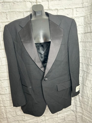 Mens Black Notch Collar Tuxedo Jacket, Poly/Wool - 42 / Regular | eBay
