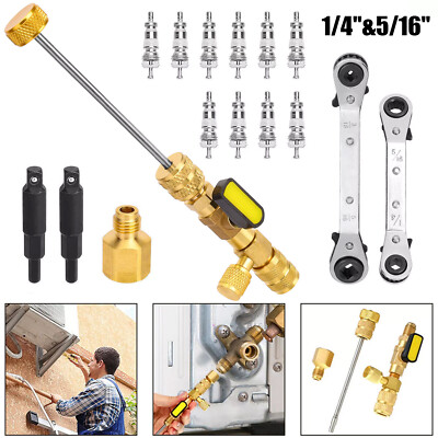 HVAC Wrench Tool AC Schrader Valve Core Remover Set 1/4 and 5/16 Port ...