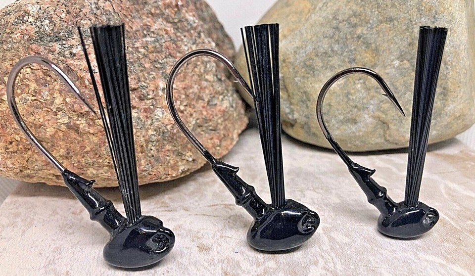 Brush Weedless Bass Jig Flipping not football Jigs black junebug ...