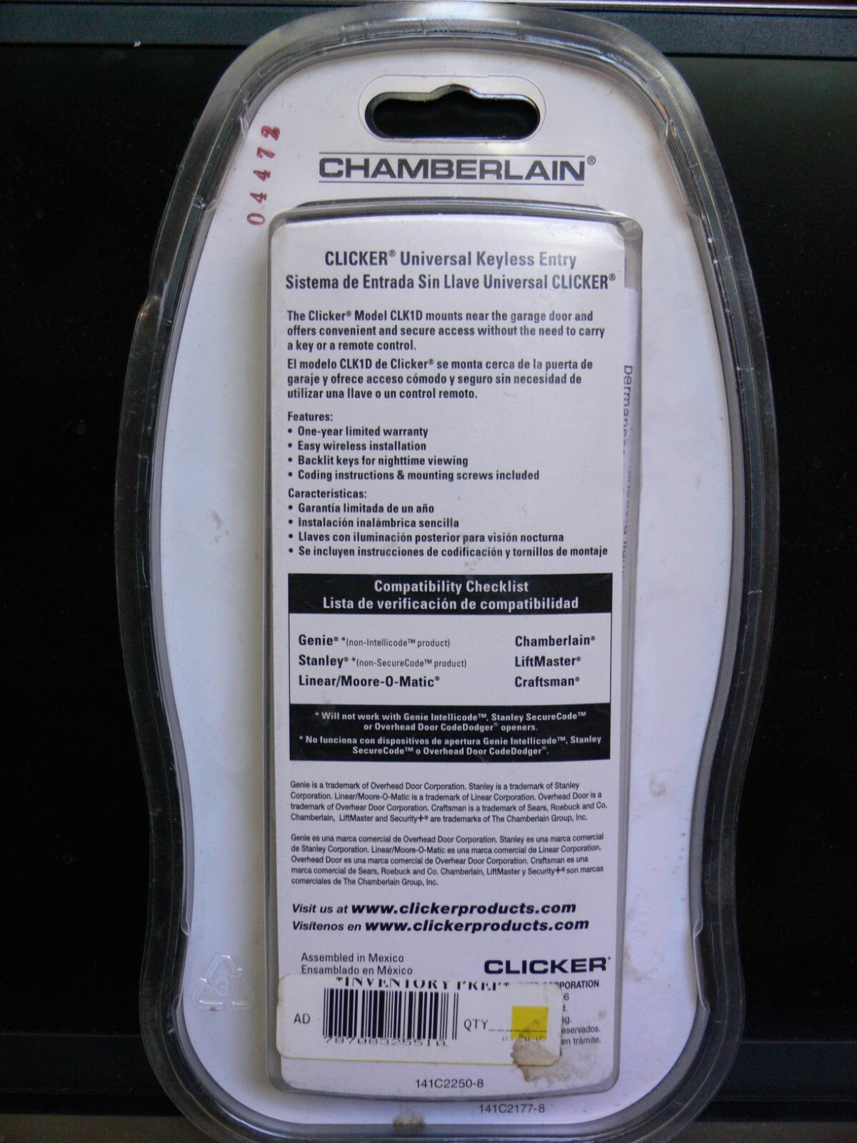 New! Chamberlain Clicker Universal Wireless Keyless Door Entry Pad ...