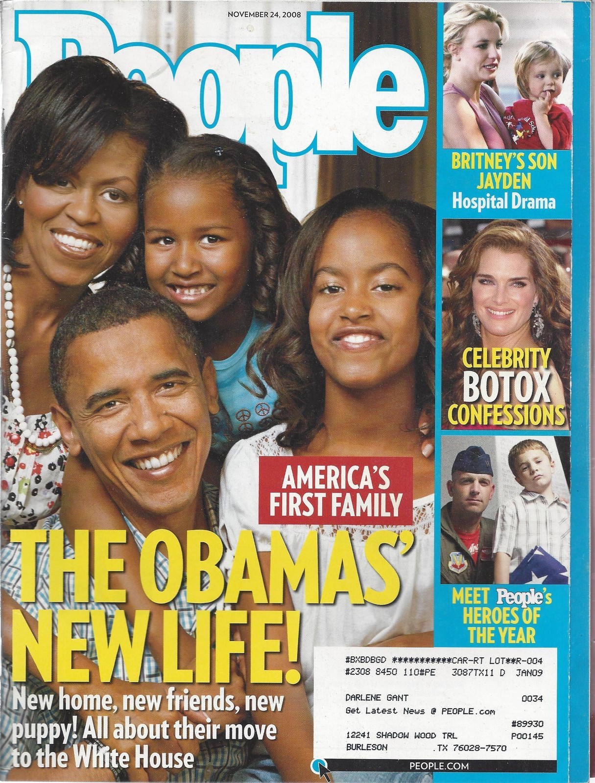 2008 PEOPLE Magazine-The Obamas' New Life/Celebrity Botox/Heroe's of ...