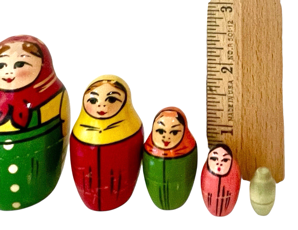 Vintage Hand-Painted Russian Nesting Dolls Set Of 5 Soviet Union 4.5 ...