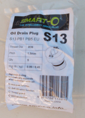 SMART-O Oil Drain Plug (Sump Plug), M26x1.5mm, Pack of 5, S13PB1PB5EU ...