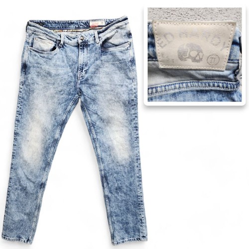 Ed Hardy Skuller Jeans Mens 38 (Fits as 36x31) Skinny Acid Wash ...