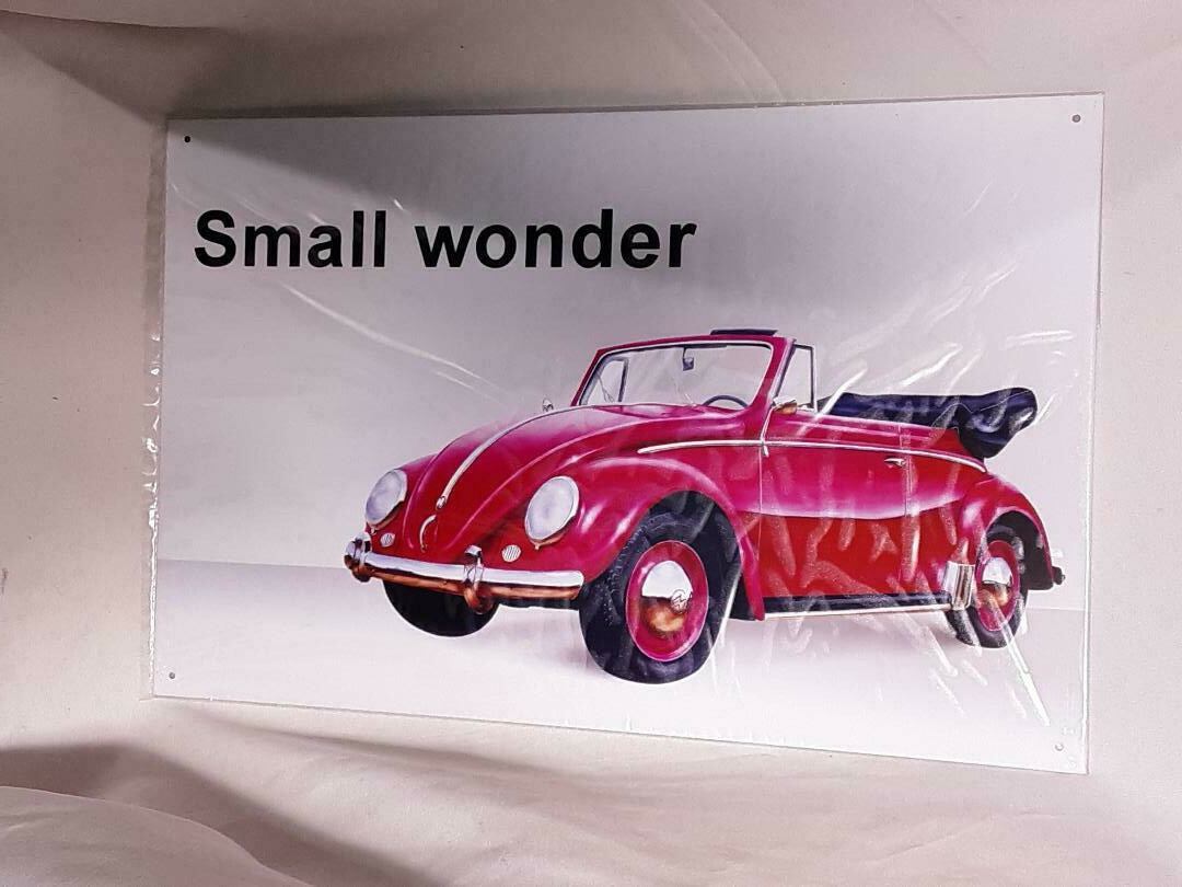 VW Volkswagen Tag RED CONVERTABLE TYPE 1 Vintage VTG STEEL SIGN 16" X ...