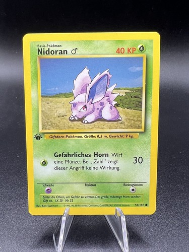 1st Edition Nidoran 55/102 - NM Near Mint - German Base Set Pokemon ...