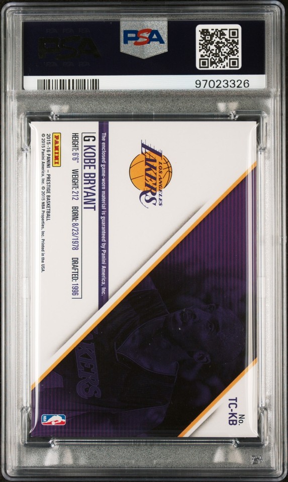2015 PANINI PRESTIGE TRUE COLORS MATERIALS #TC-KB KOBE BRYANT PSA 8 | eBay