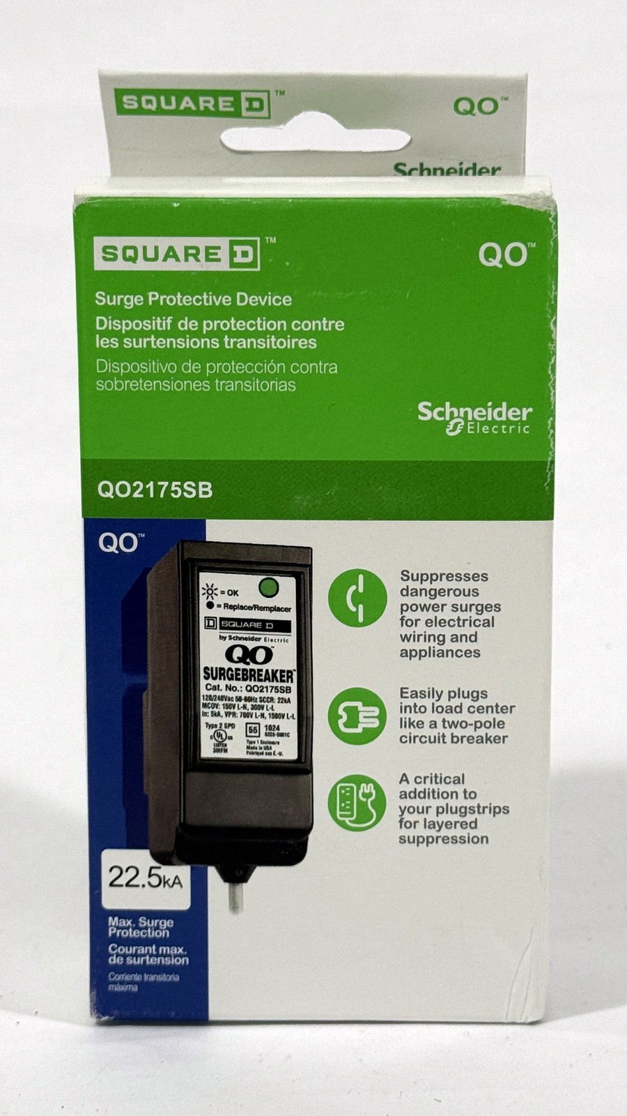 Square D QO2175SB Surgebreaker - Surge Arrester Protection Device 22 ...