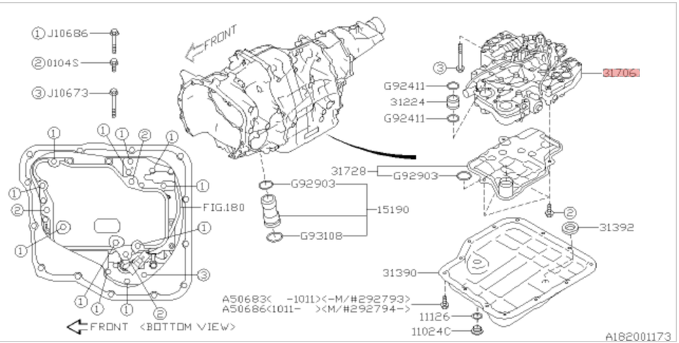 Lineartronic TR690 CVT Complete Valve Body For Subaru w/ White ...