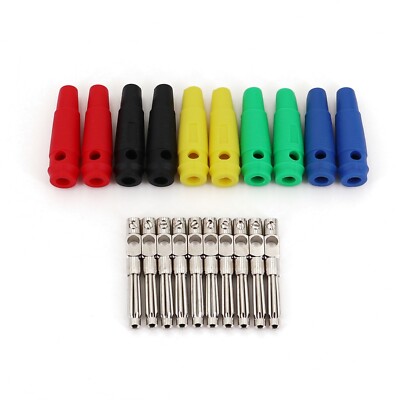 10Pcs Brass High Current 4mm Male Stackable Screw Type Banana Plug ...