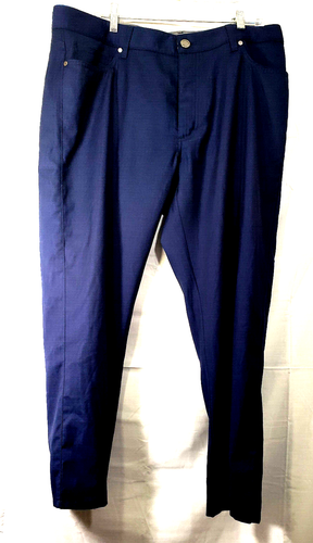 ERMENEGILDO ZEGNA Men Casual Pants 38x27 Blue Flat front 99% wool solid ...