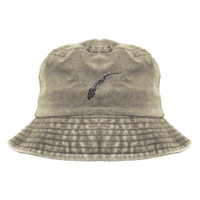 Feather embroidered bucket hat-khaki, feather bucket hat | eBay