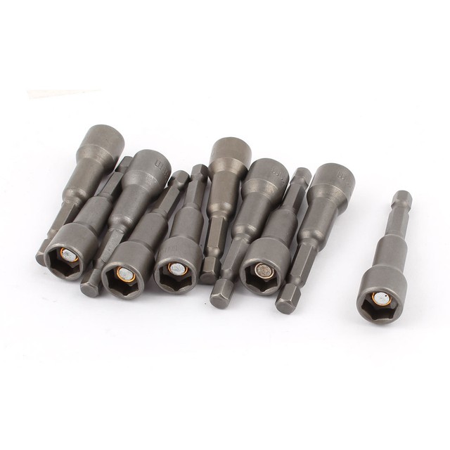 10 Pcs Dark Gray Screwdriver Driver Drill Magnetic Hex Socket Adaptor ...