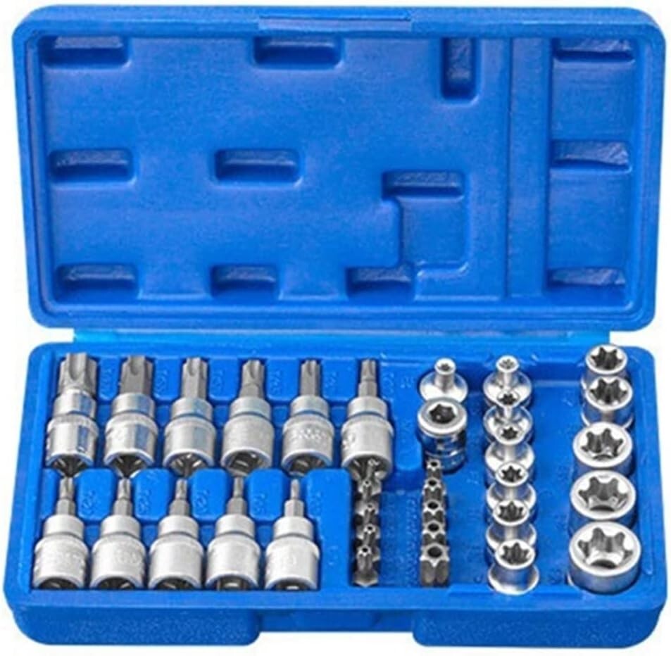 34 Pcs Drive Male Female Torx Star Bit Socket E-socket Set Handheld ...