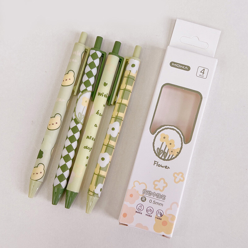 4 Pcs/Set Korean Cute Retractable Gel Pens Neutral Pen Stationery Gel ...
