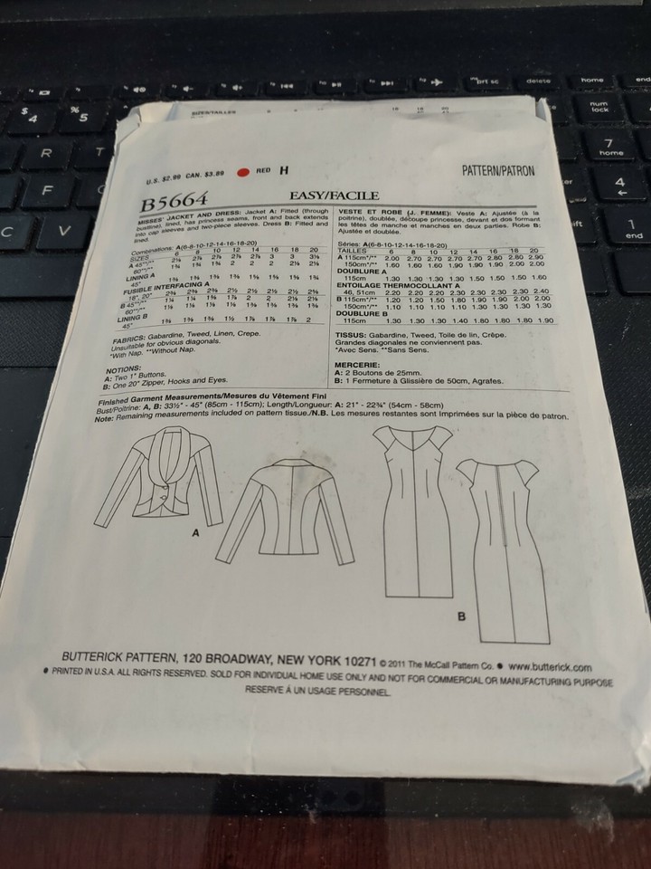 See & Sew 5664 Misses Short Jacket and Dress Pattern Sizes 6~20 | eBay