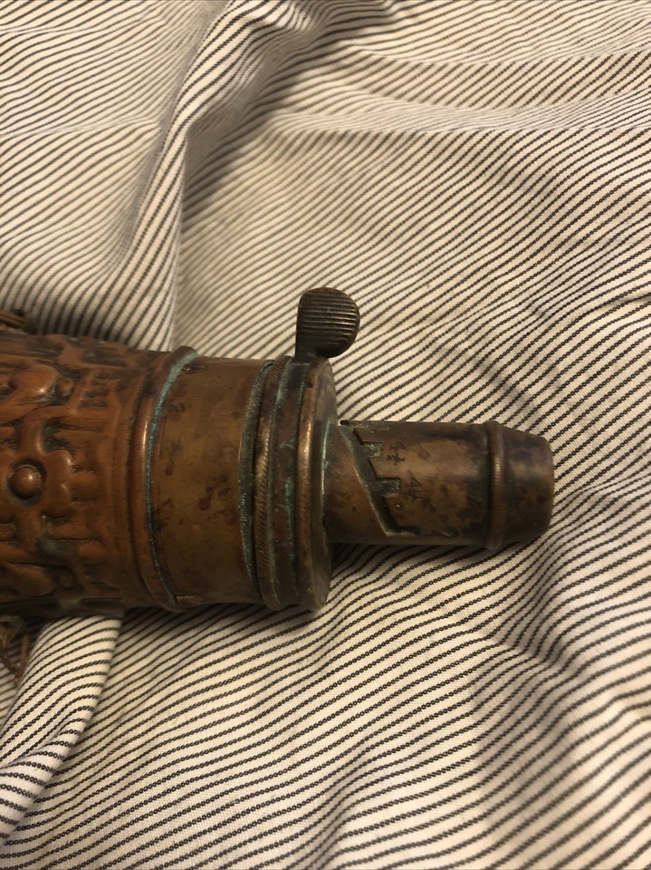 Antique large copper powder flask hunting military Civil War Era | eBay