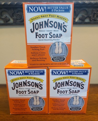 LOT of (3) Johnsons Foot Soap Powder 8 Packets Per Box 24 Packets Total ...