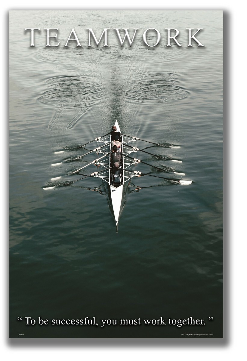 Teamwork Rowing Poster Sprint Team Kayak Canoe Quote Inspirational