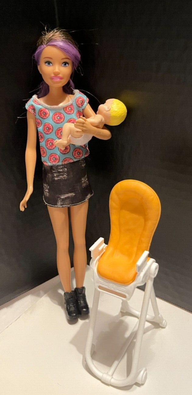Barbie Babysitting Skipper Doll with Baby Doll and Highchair | eBay