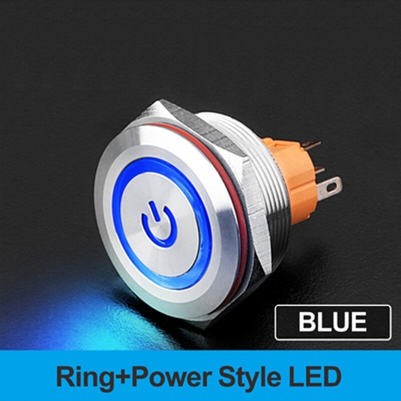 30mm Tri-color Ring LED Power sign lighted Stainless steel Push Button ...