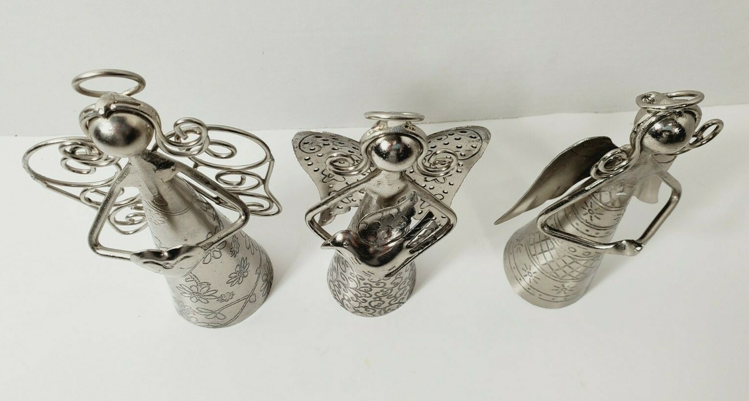 Lot Three (3) Silver Color Metal Angels Figures Bells With Clapper | eBay
