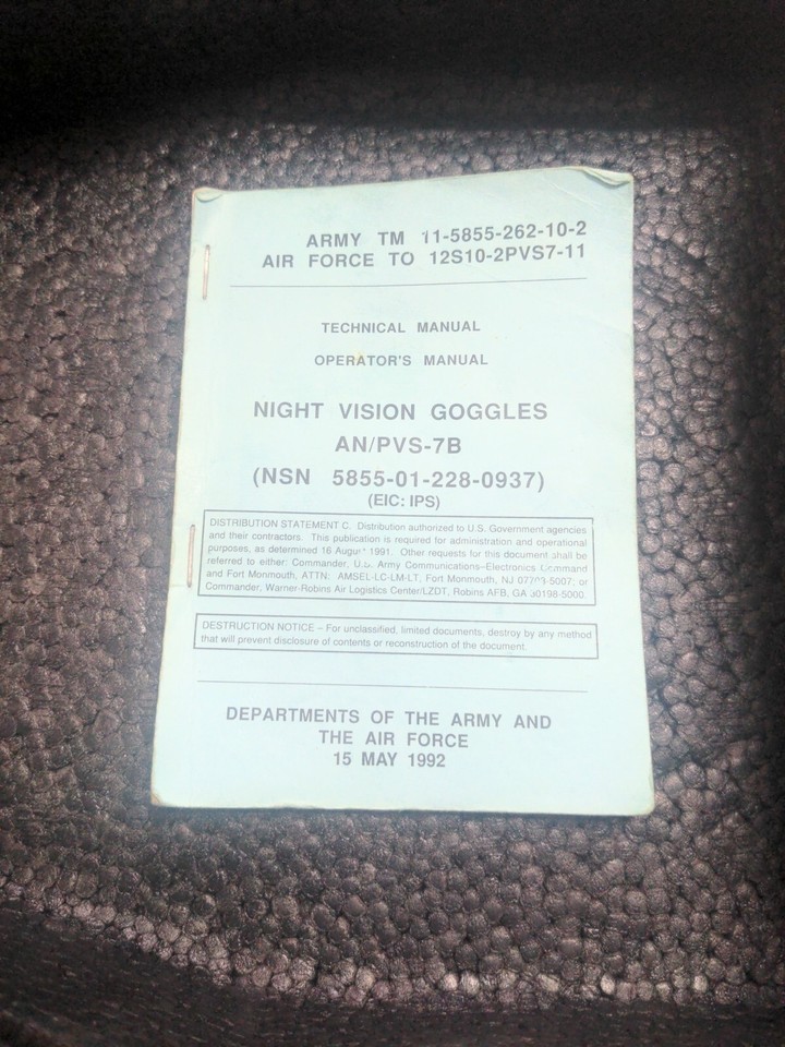 Military Surplus AN/PVS-7B Night Vision Goggles NVG Government Issue ...