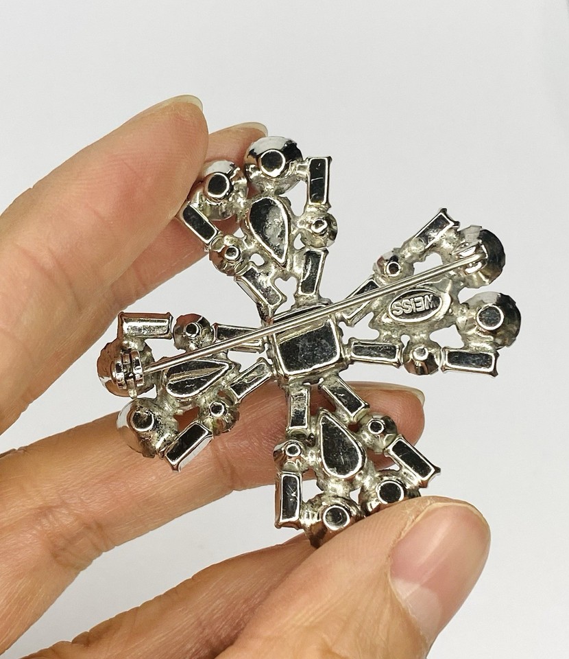 Vintage Maltese Cross Signed Weiss Rhinestone Brooch MidCentury Austria ...
