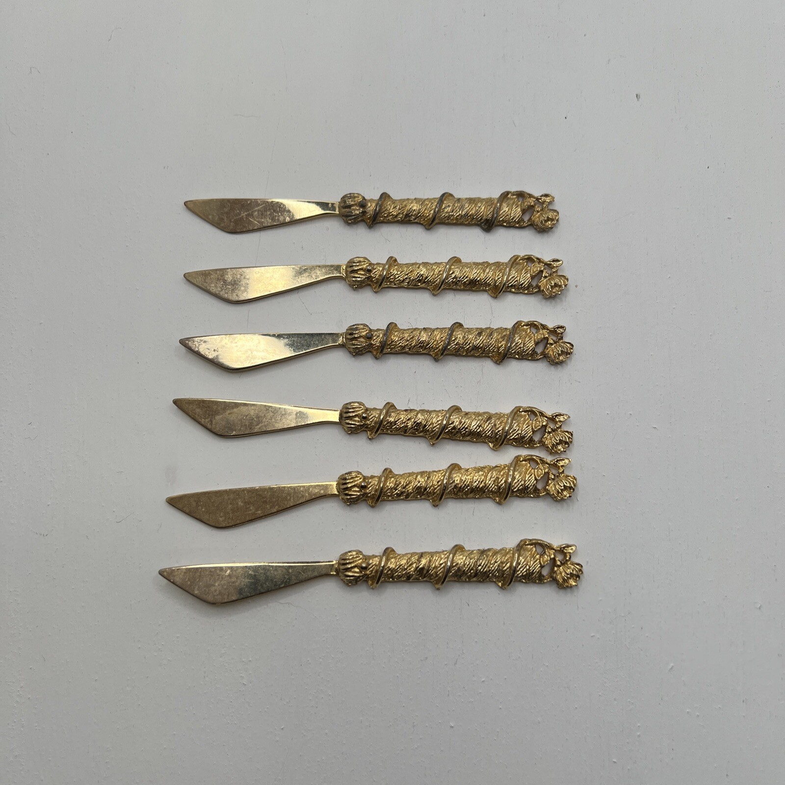 Vintage Set of 6 Gold Plated Florentine Appetizer Knives/Spreaders | eBay