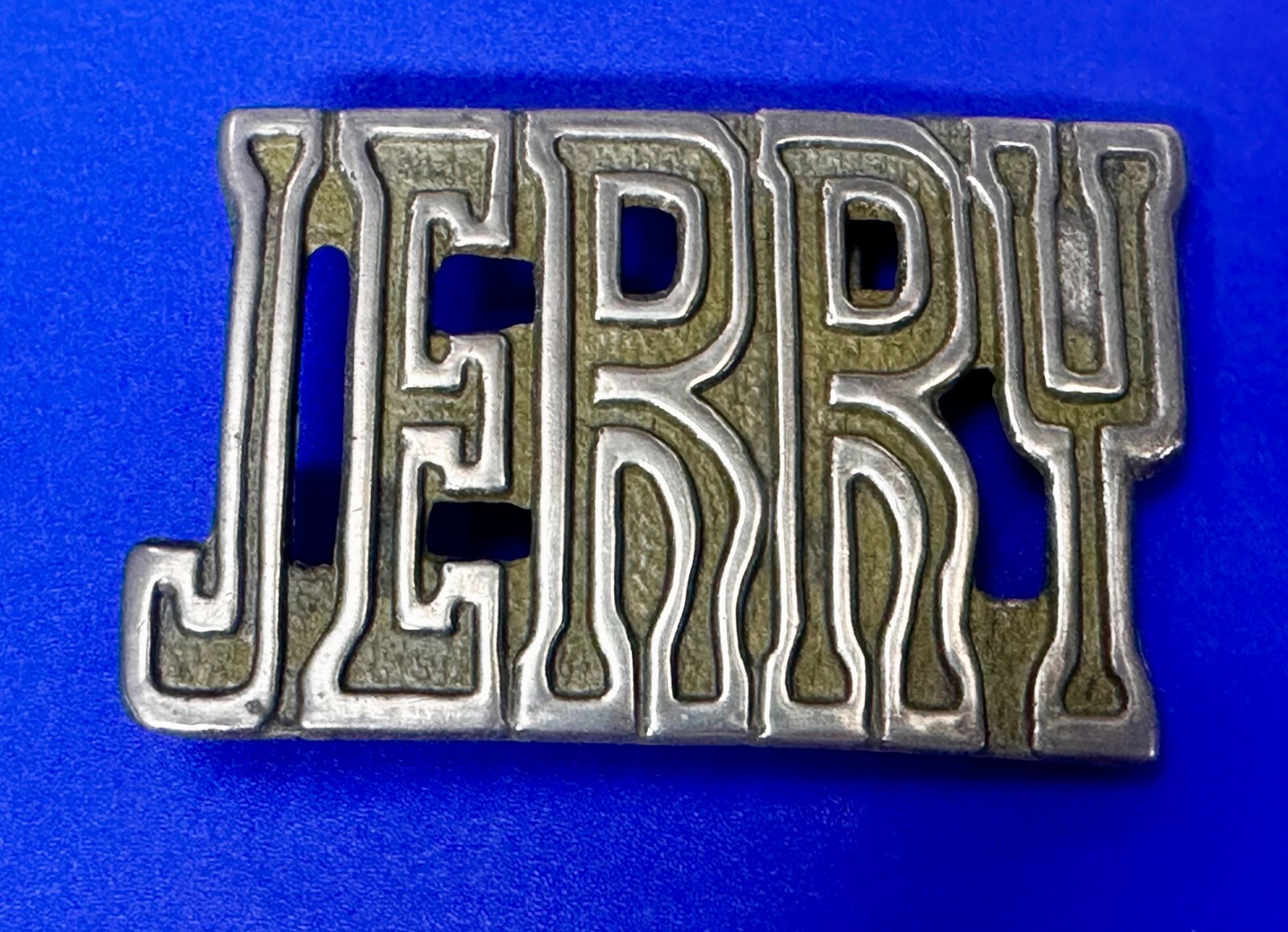 Custom Block Letter Name JERRY - Vintage Silver Color… - Gem