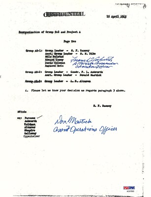 FREDERICK ASHWORTH / DON MASTICK SIGNED PROJECT ALBERTA DOCUMENT PSA ...