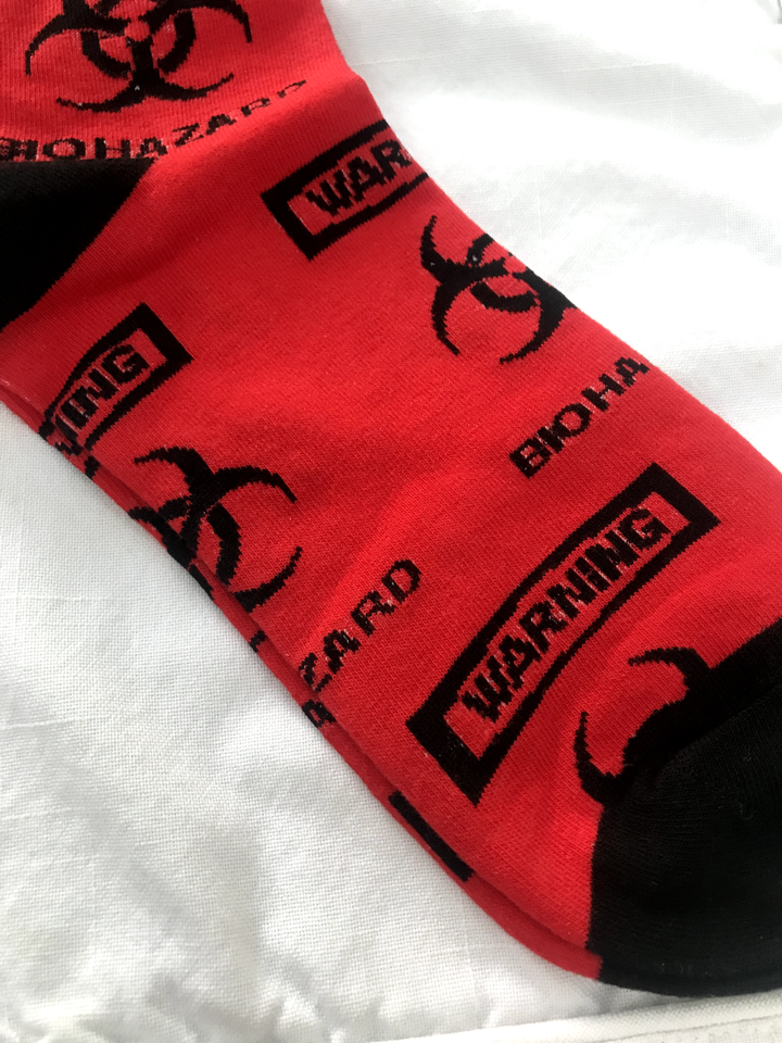 Men's Mid-calf Biohazard Red Casual Dress Socks Funny Novelty RARE Shoe ...