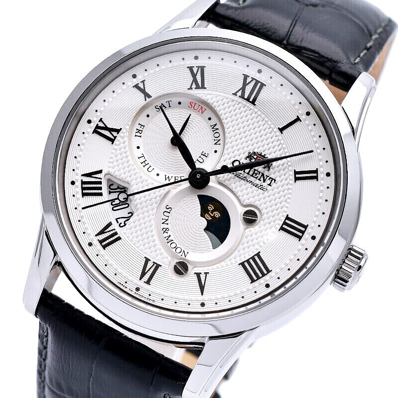 ORIENT RN-AK0005S SUN & MOON Mechanical Automatic Watch White Dial 42 ...