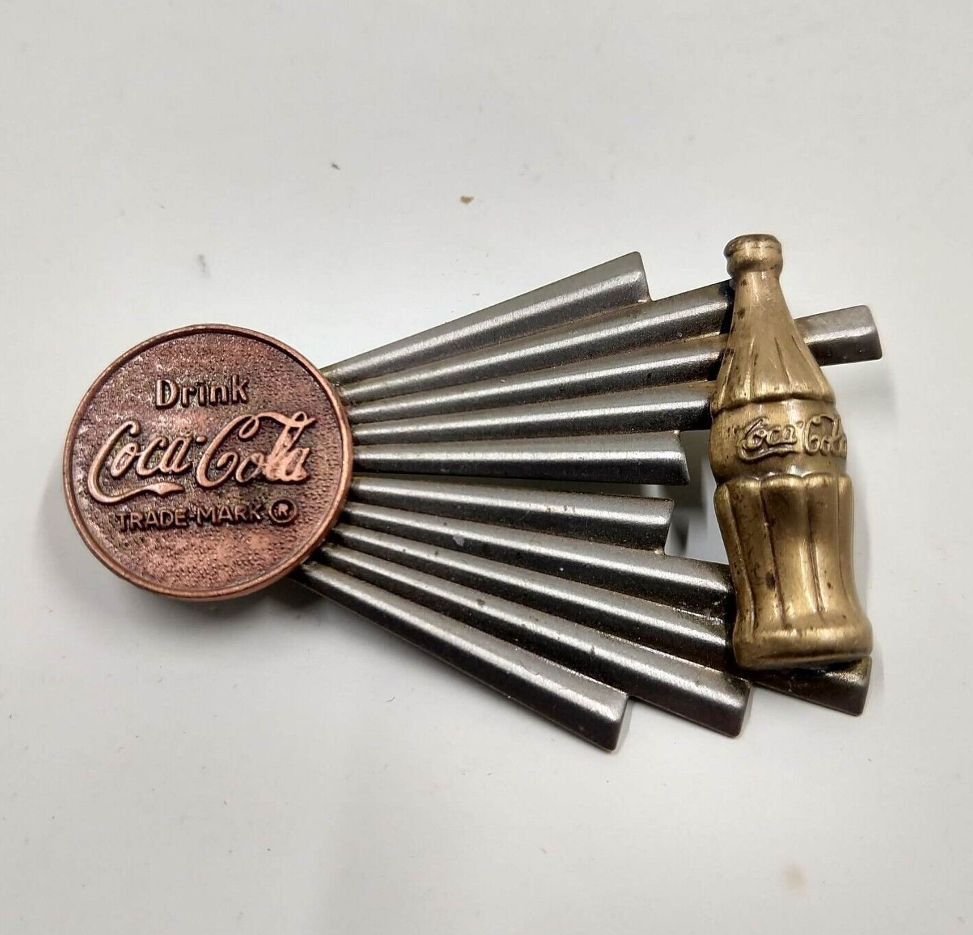 VINTAGE Drink Coca Cola Bottle Atomic Comet token Tin Metal Pin Brooch ...