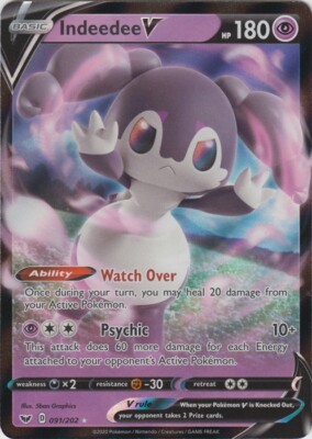 Indeedee V - 091/202 Pokemon TCG Ultra Rare Sword & Shield Base Set | eBay