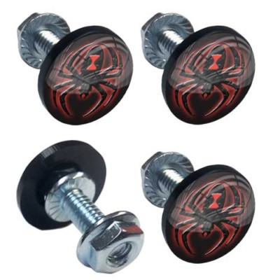 Black Motorcycle License Plate Frame Tag Bolt Kit 4 Pcs - RED WIDOW ...