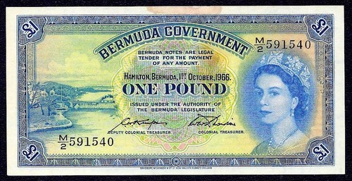 Bermuda 1 Pound 1966 P-20d Prefix M2 aUNC | eBay