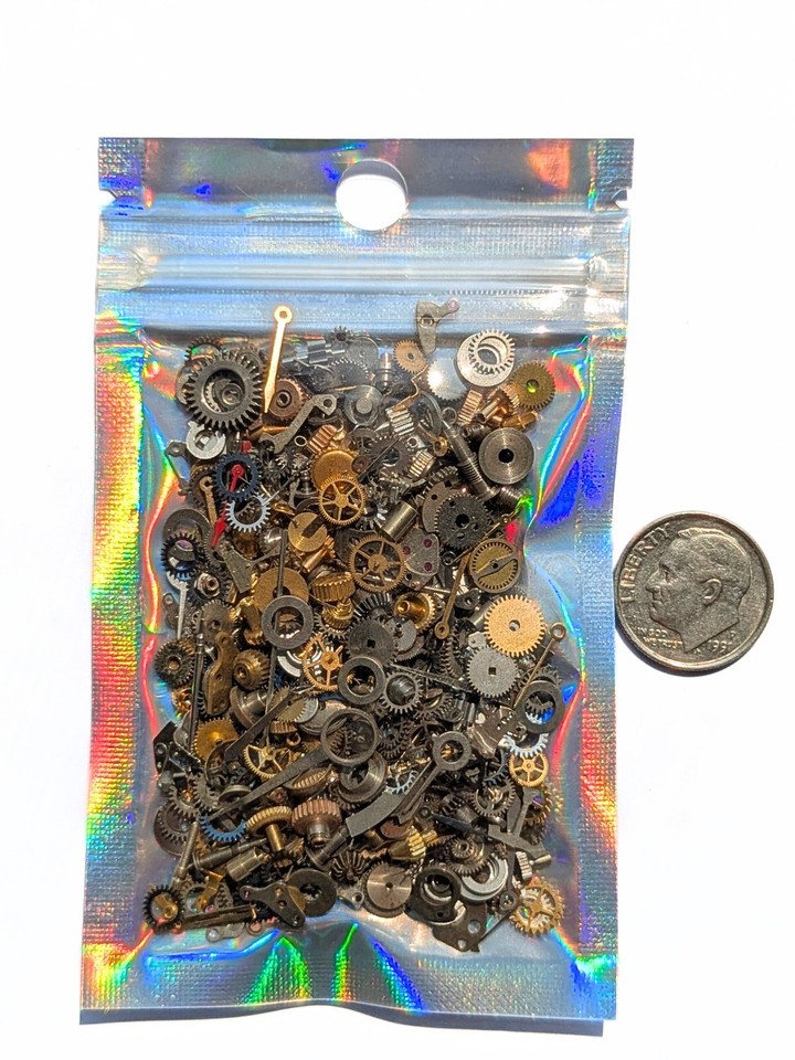 Genuine Steampunk Gears Cogs Old Watch Parts Pieces Jewelry Vintage 30g ...