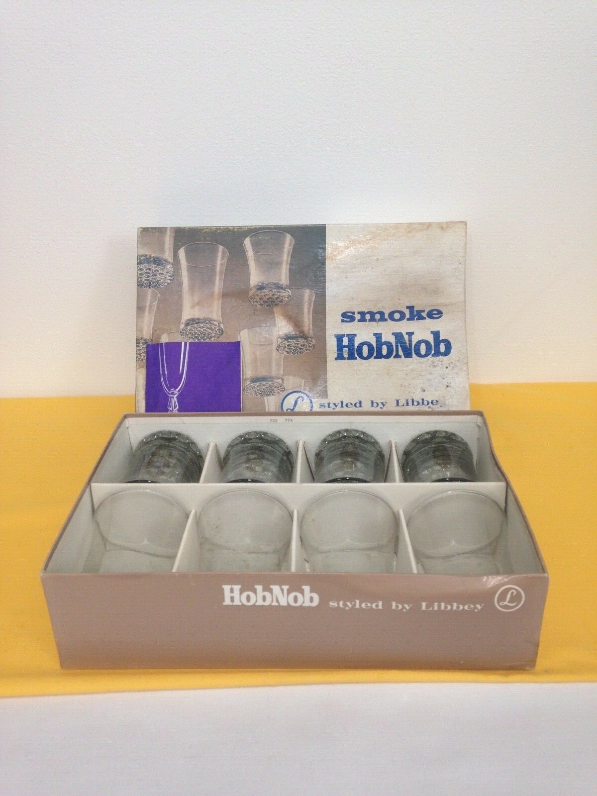 Vintage 1950 60 s MCM LIBBEY SMOKE HOBNOB 6 OZ JUICE GLASSES SET OF 8 vintage-1950-60-s-mcm-libbey-smoke-hobnob-6-oz-juice-glasses-set-of-8