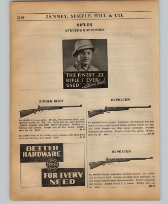 1934 PAPER AD Frank Buck Stevens Buckhorn Rifle Repeater Savage NRA ...