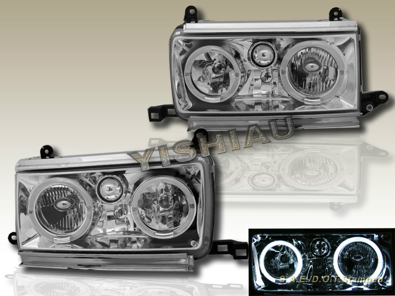91 92 93 94 TOYOTA LAND CRUISER FJ82 HALO CLEAR LENS HEADLIGHTS+ LED ...