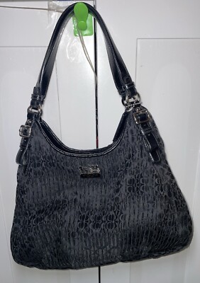 Coach 18886 Black Madison Signature Gathered Pleated Maggie Hobo ...