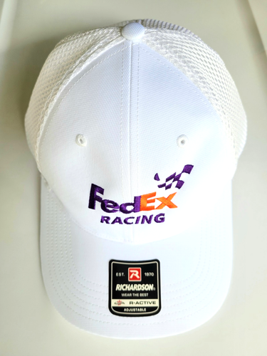 FedEx Racing Hat NWT Richardson Adjustable Hook Loop White Mesh | eBay