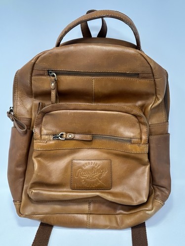 Rawlings Genuine Leather Backpack Brown Vintage Style Carry On Daypack ...
