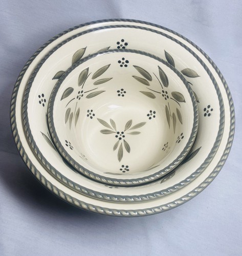 Set-3 Temp-tations OLD WORLD GRAY Stoneware 1-2-3 qt. Bowls by TARA ...